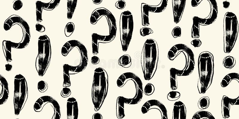 Black Grunge Question and Exclamation Marks Seamless Pattern. Hand ...