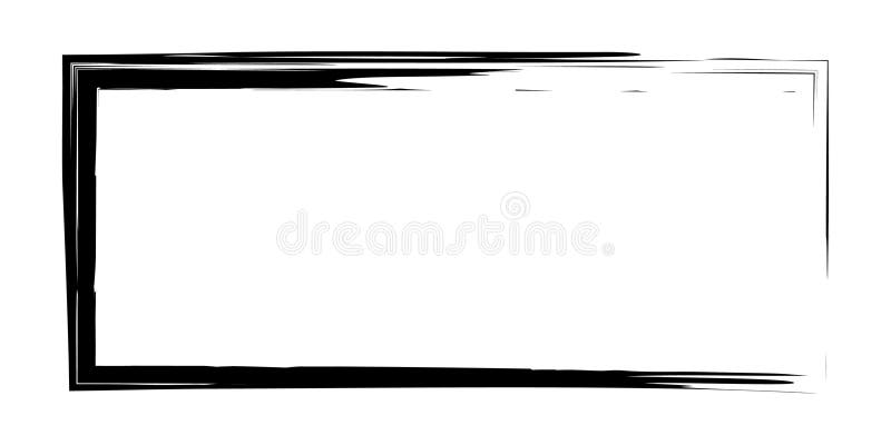 Black Grunge Rectangular Shape. Brush Strokes Frame Element, Frame for ...