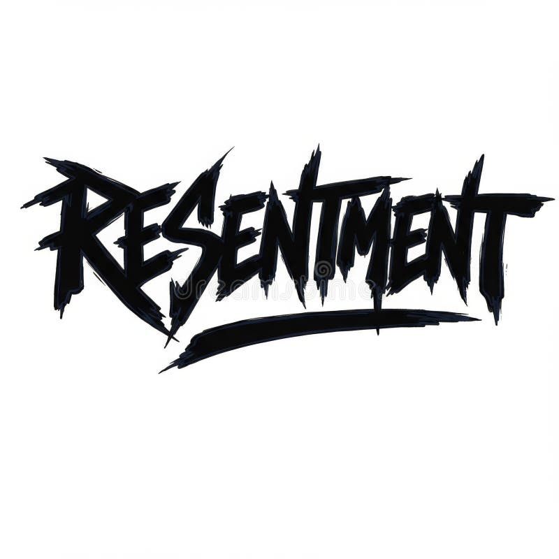 Black Grunge Resentment Typography on White Stock Illustration ...