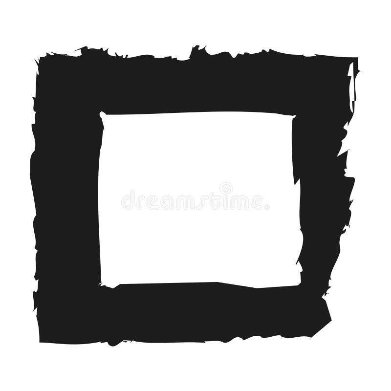 Black Grunge Square Shape. Brush Strokes Frame Element, Frame for ...