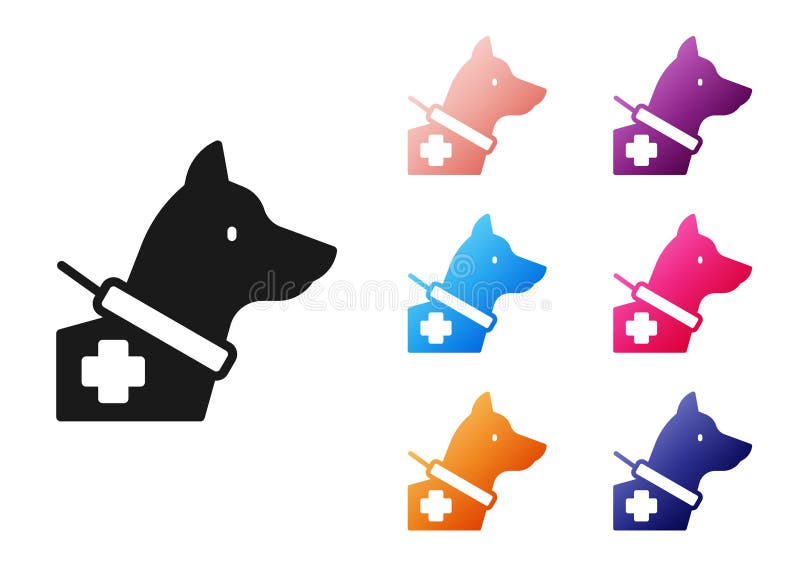 Black Guide Dog Icon Isolated on White Background. Set Icons Colorful ...