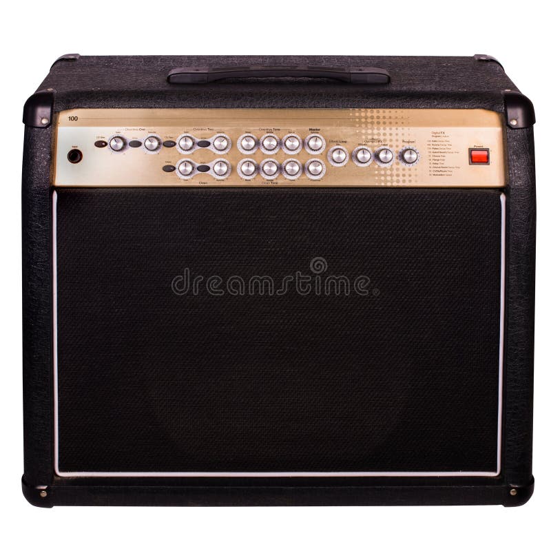 Guitar Combo Amplifier with Black Electric Guitar, Glass of Beer and ...