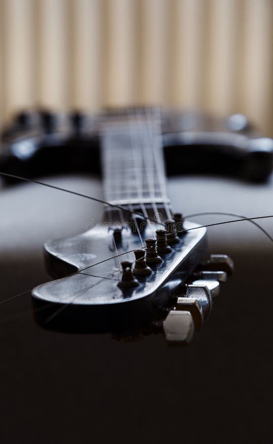 Black Guitar Neck with Strings Editorial Photo - Image of musical ...