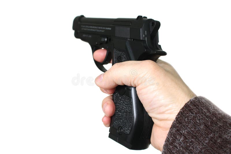 Black gun stock photo. Image of close, aiming, imitation - 65543096
