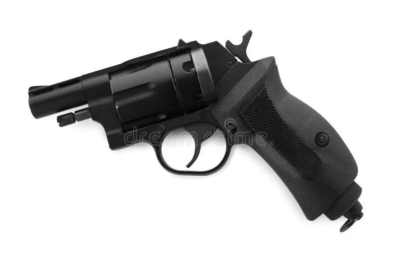 Black Gun Isolated on White. Modern Weapon Stock Image - Image of ...