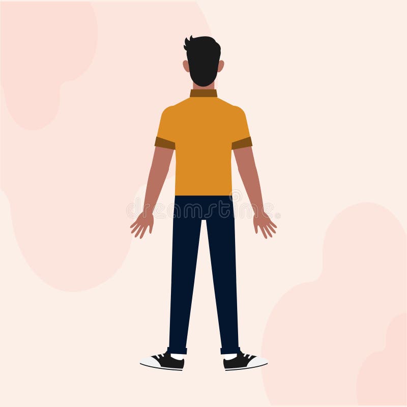A Black Guy Male Standing Back View Flat Character Stock Vector ...