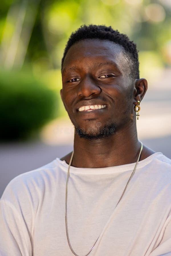 The Black Guy Stares Straight Ahead. Portrait Stock Photo - Image of ...