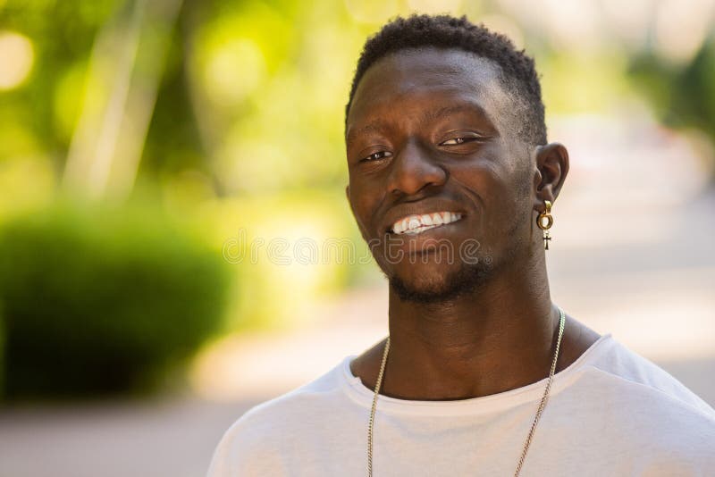 The Black Guy Stares Straight Ahead. Portrait Stock Photo - Image of ...