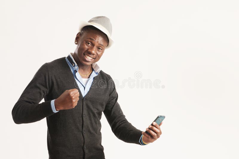 Black Guy Using Smart Phone. Stock Photo - Image of american, mobile ...