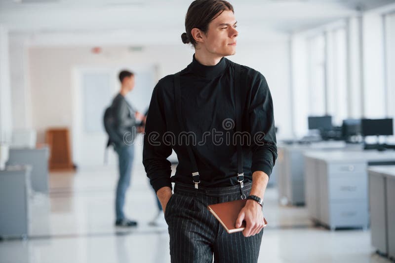 With Black Hair. Group of Young People Walking in the Office at Their ...