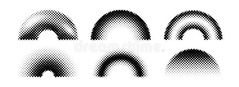 Black Halftone Arch Collection. Different Pixelated Gradient Arc Set ...