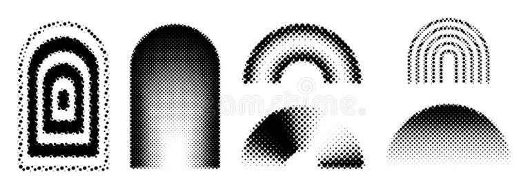 Black Halftone Arch Set. Different Pixelated Gradient Arc Collection ...