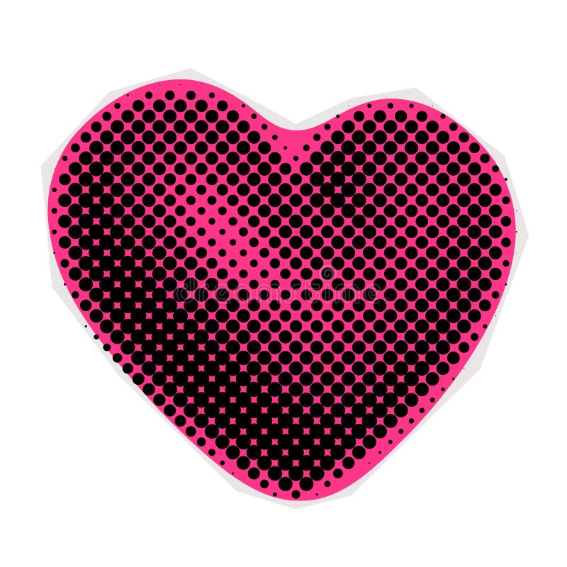 Black Halftone Heart on Pink, Pop Art Style Stock Vector - Illustration ...