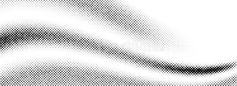 Black Halftone Wave Background. Abstract Grainy Fluid Texture. Dotted ...