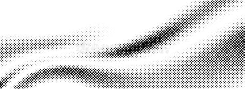 Black Halftone Wave Pattern. Abstract Grainy Fluid Texture. Dotted ...