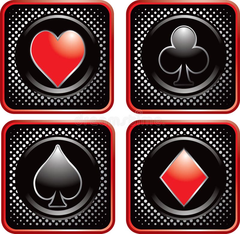 Black Halftone Web Buttons With Playing Card Suits Stock Vector ...