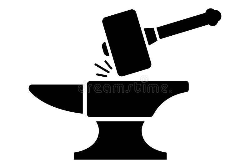 Black Hammer and Anvil Icon. Blacksmithing Stock Vector - Illustration ...