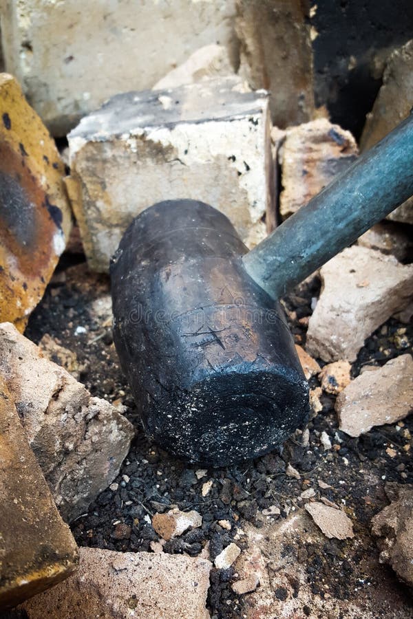 Black Hammer Demolish Bricks Stock Image - Image of bricks, demolish ...
