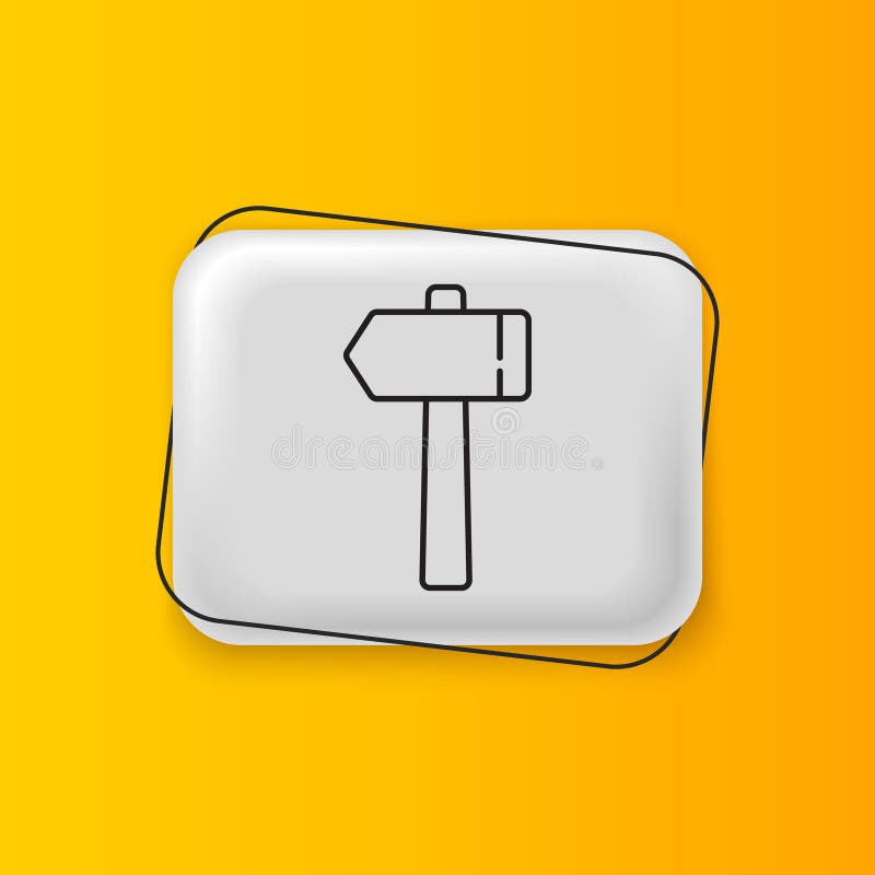 Black Hammer Icon Isolated on Yellow Background. Tool for Repair ...