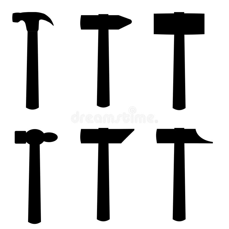 Black Hammer Illustration Vector Set Stock Vector - Illustration of ...