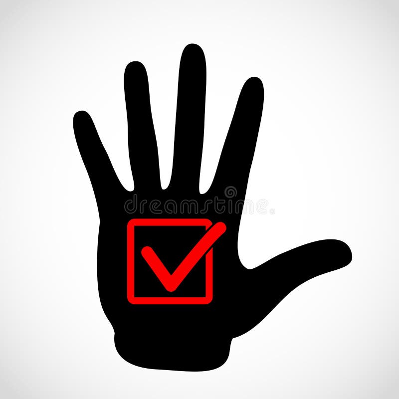 Black Hand and Check List Button Icon Vector Concept. Check Mark in in ...