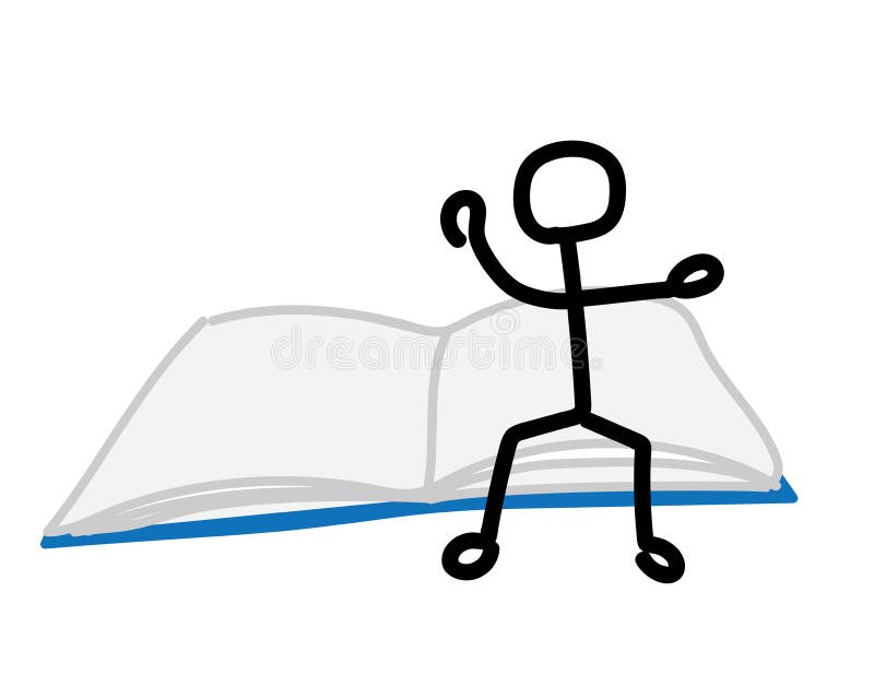 Doodle Stickfigure Sitting on Open Books Stock Vector - Illustration of ...
