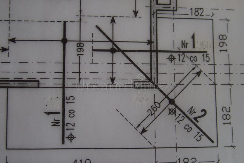 Manual Technical Drawing Made with a Pencil on Tracing Paper Stock ...