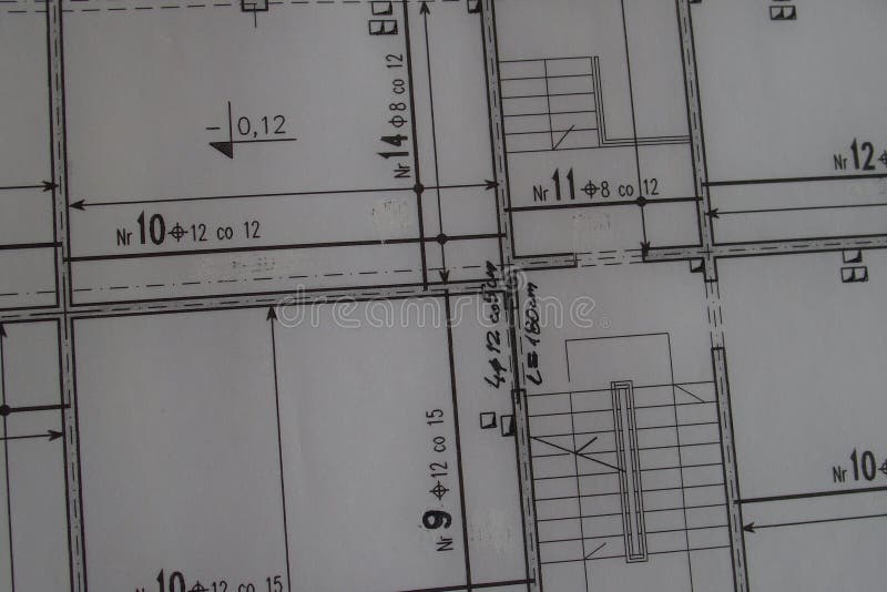 Manual Technical Drawing Made with a Pencil on Tracing Paper Stock ...