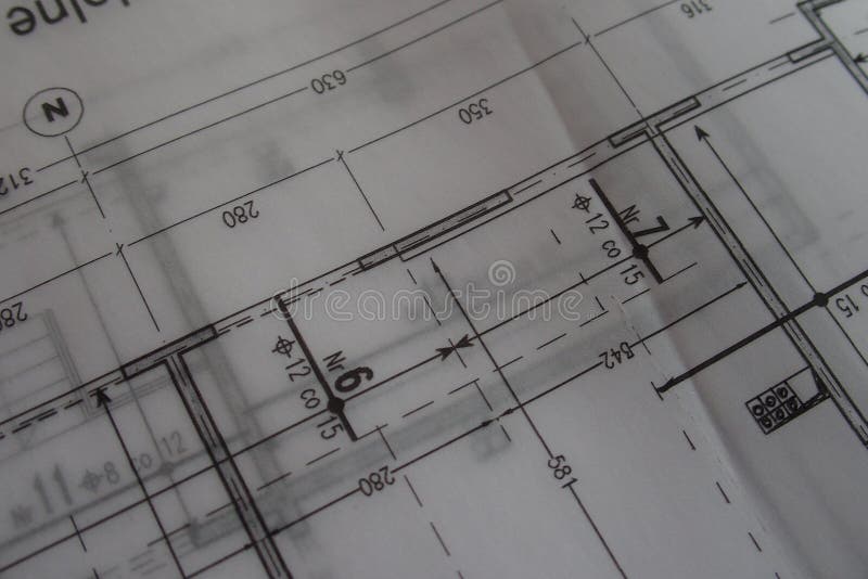 Manual Technical Drawing Made with a Pencil on Tracing Paper Stock ...