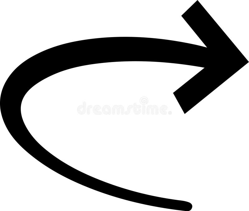 Black Hand Drawn Arrow Curving Gracefully To the Right, Creating a ...