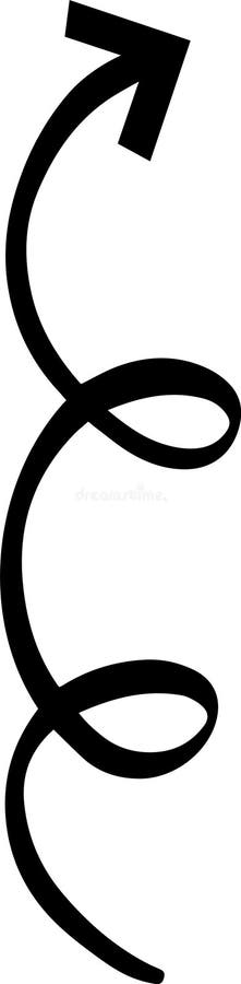 Black Hand Drawn Arrow Swirling Upwards, Creating a Visually ...