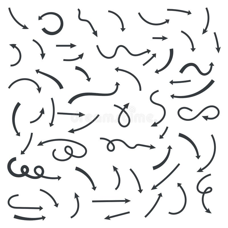 Black hand drawn arrows stock vector. Illustration of direction - 157013103