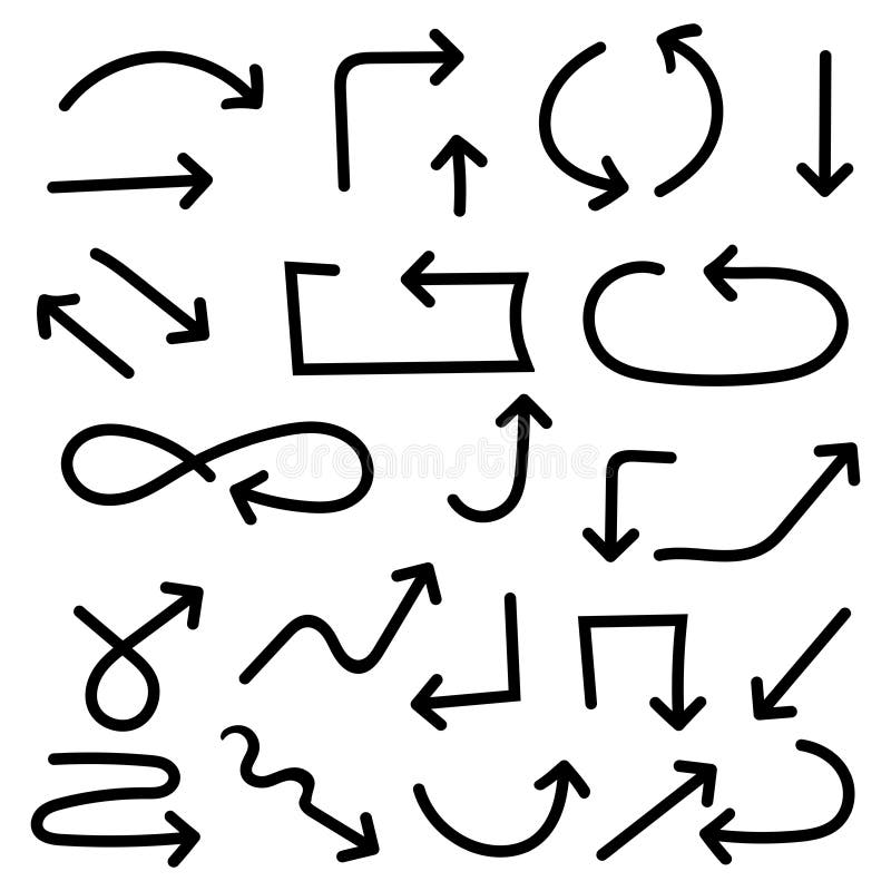 Black Hand Drawn Arrows. Set of Doodles Stock Vector - Illustration of ...