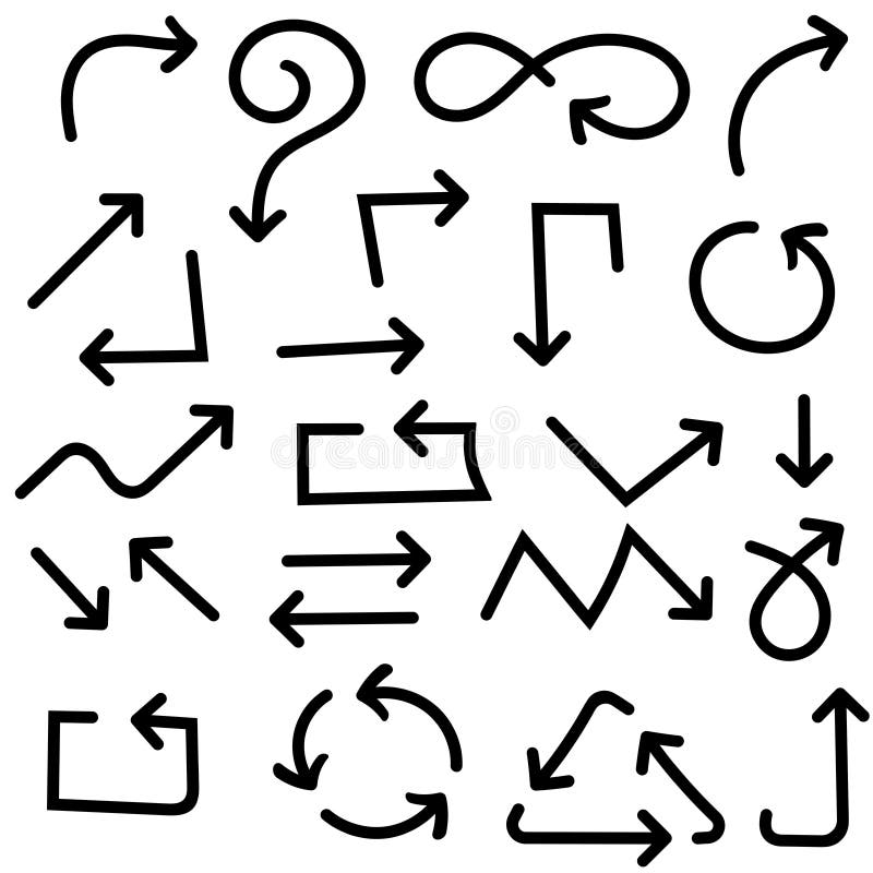 Black Hand Drawn Arrows. Set of Doodles Stock Vector - Illustration of ...