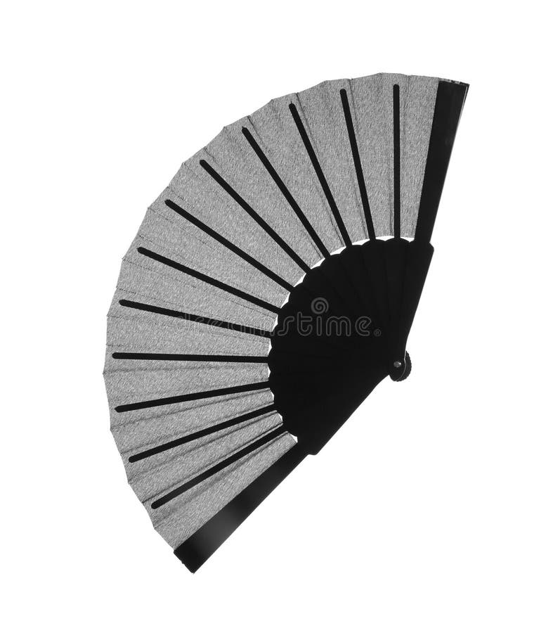 Black Hand Fan Isolated on White, Top View Stock Image - Image of ...