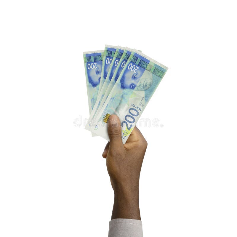 Black Hand Holding Israeli Shekel Notes Stock Photo - Image of hand ...