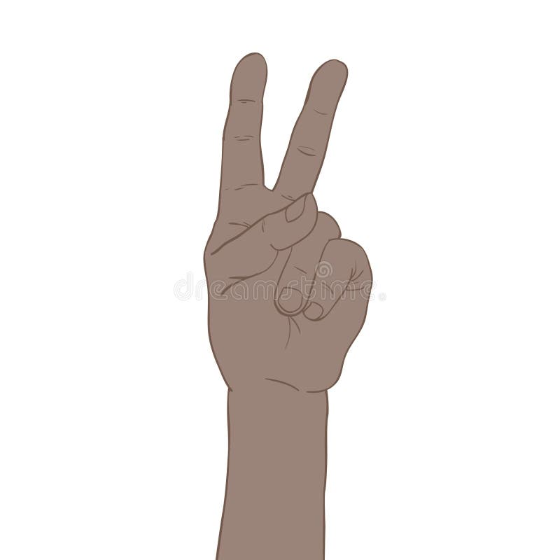 Black Hand Holding the Victory Sign Stock Vector - Illustration of ...