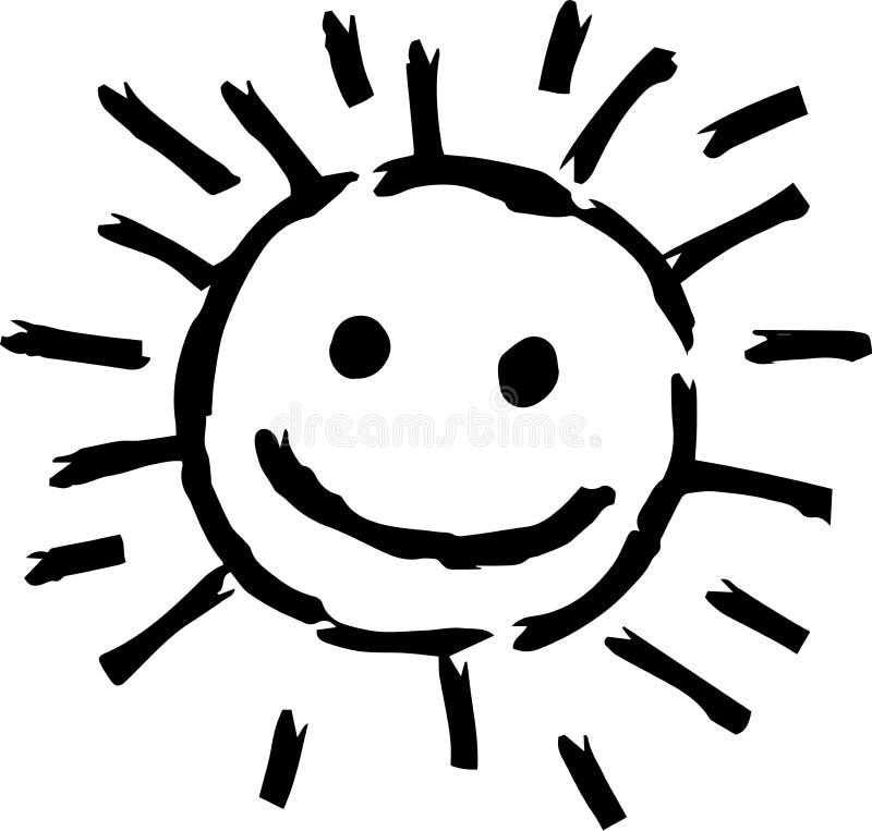 Black Hand-painted Sun Illustration Stock Vector - Illustration of ...