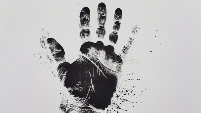 Black Hand Print on White Background, Artistic Design. Abstract Art and ...