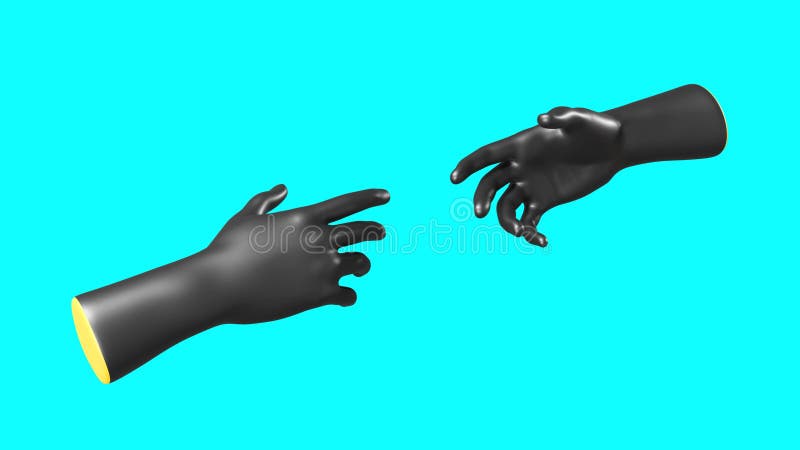 Black Hand Statue about To Handshake, Clipping Path, 3D Render Stock ...
