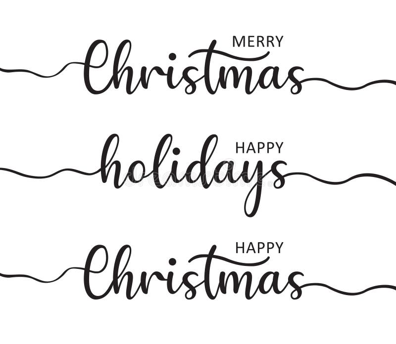 Black Hand Written Script Font Merry Christmas, Happy Holidays, and ...