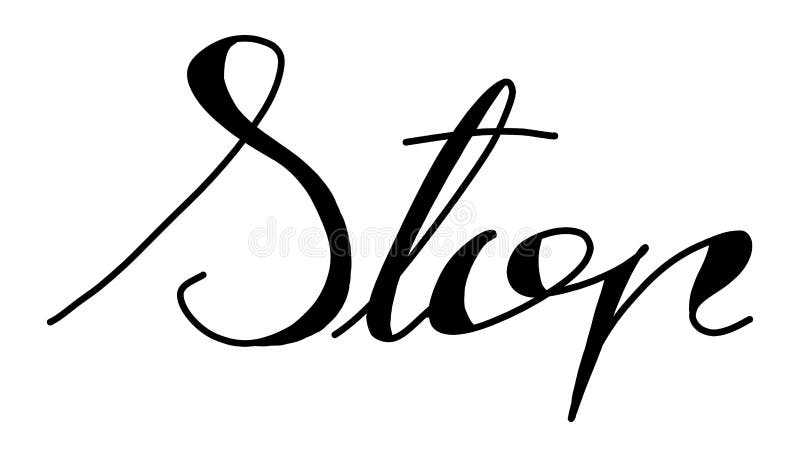 Black Handdrawing in Word Stop on White Background Stock Illustration ...