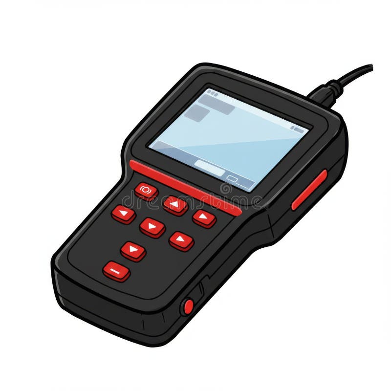 Black Handheld Digital Device with Red Buttons and Screen Stock ...