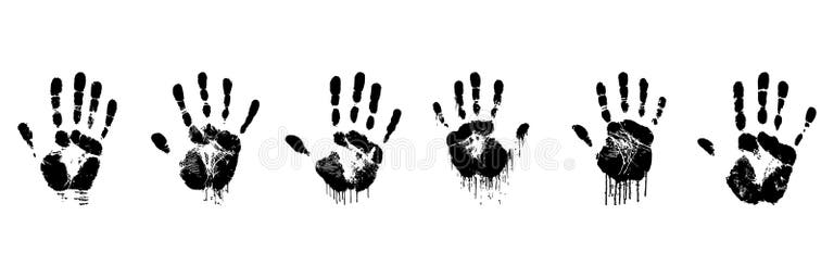 Black Handprint Patterns Set. Artistic Expression and Creativity ...