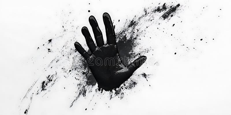 Black Handprint in Splattered Paint Stock Illustration - Illustration ...