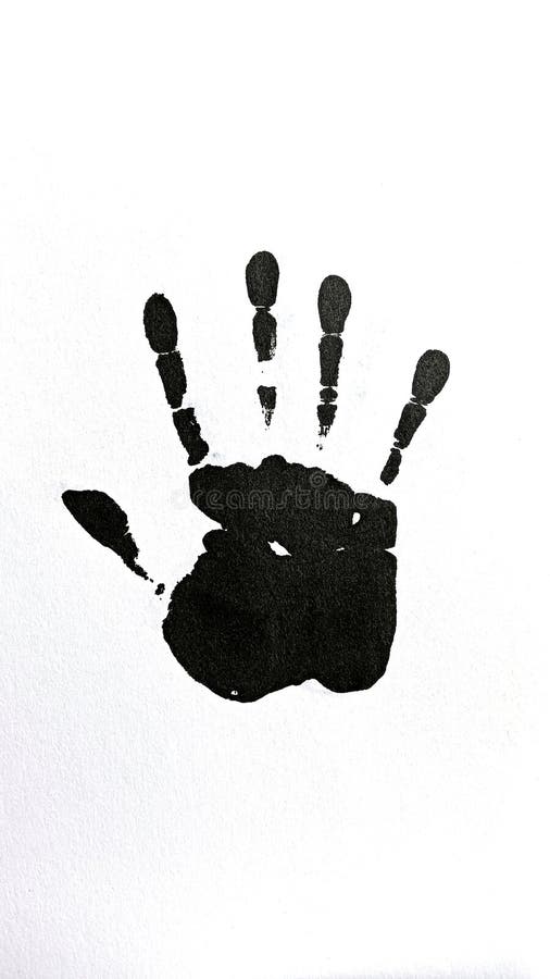 Black Handprint on White Background Stock Illustration - Illustration ...