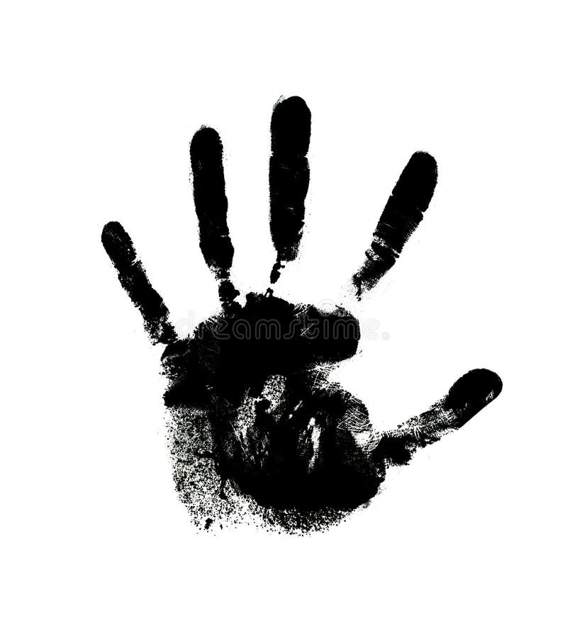 Black Handprint on White Background Stock Illustration - Illustration ...
