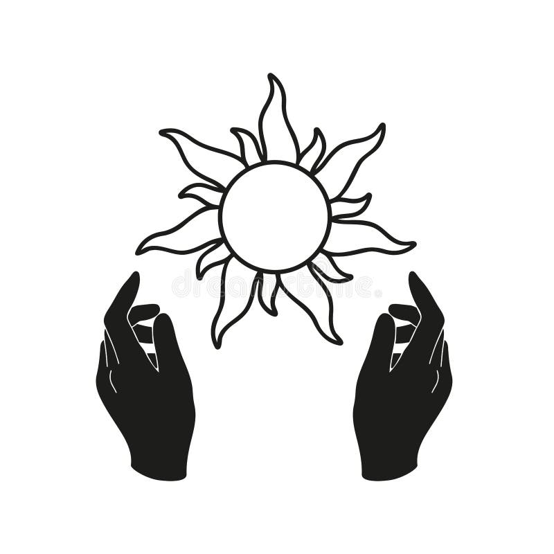 Hands Holding Sun Line Drawing Stock Illustrations – 68 Hands Holding ...