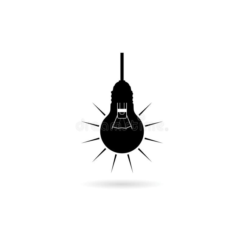 Black Hanging Light Bulb Icon or Logo Stock Vector - Illustration of ...