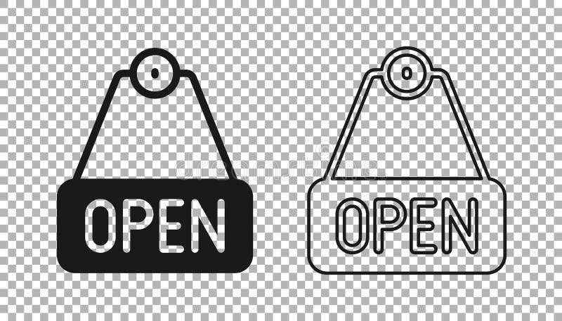 Black Hanging Sign with Text Open Door Icon Isolated on Transparent ...